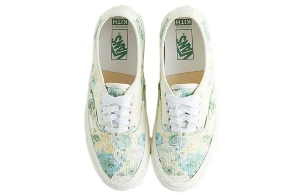 VANS Kith X Og Authentic Lx Vintage Roses Sneakers - Cream/green