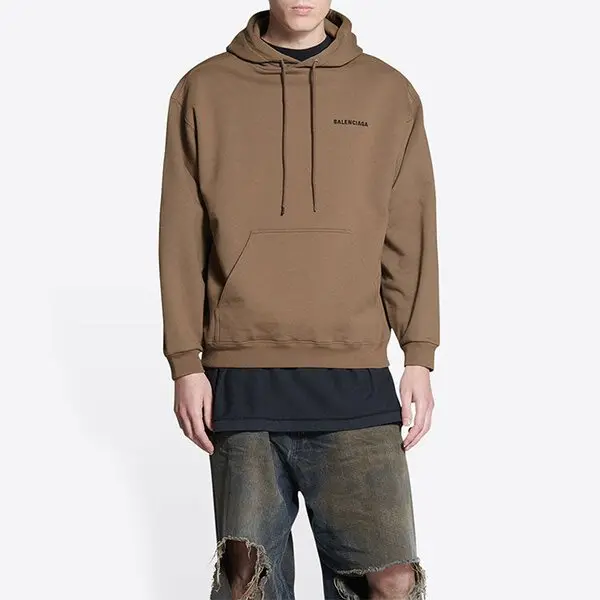 Balenciaga Regular Fit Hoodie With Back Logo - Brown