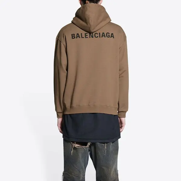 Balenciaga Regular Fit Hoodie With Back Logo - Brown