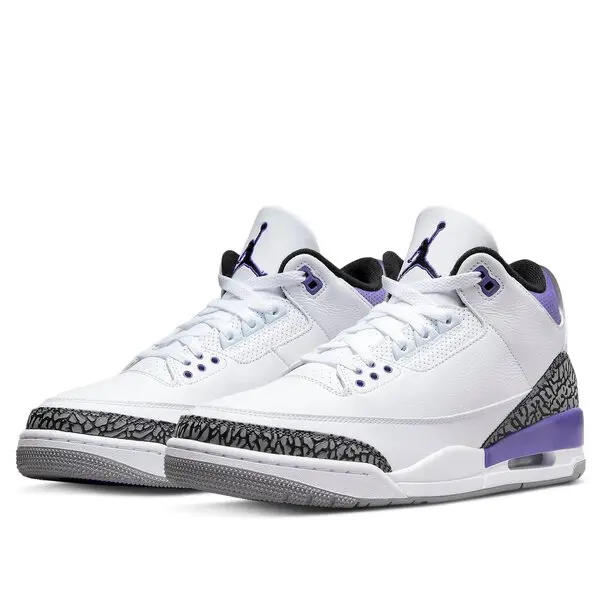 JORDAN Air 3 Retro "dark Iris" High Top Sneakers - White/black/dark Iris