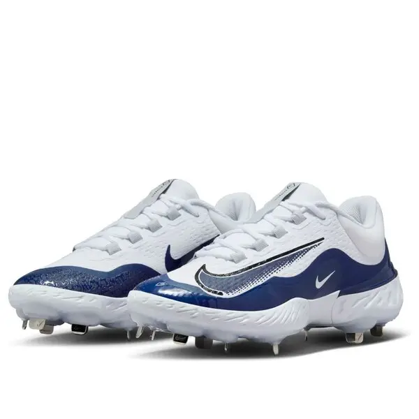 Nike Alpha Huarache Elite 4 Low Cleats - White/blue