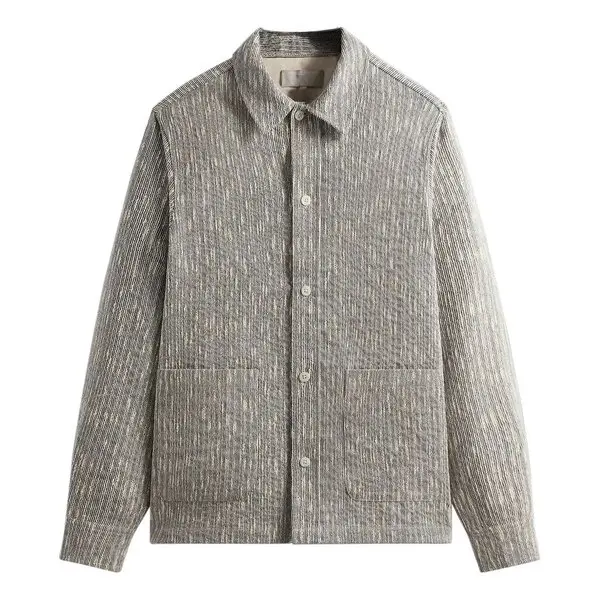Kith Ss24 Slub Boucle Boxy Collared Overshirt - Ink