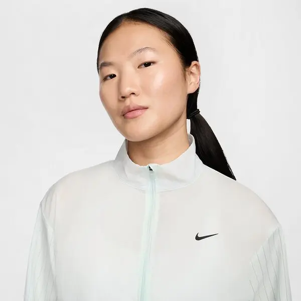 Nike Dri-fit Zip-up Jacket With Stand Collar And Drawstring Hem