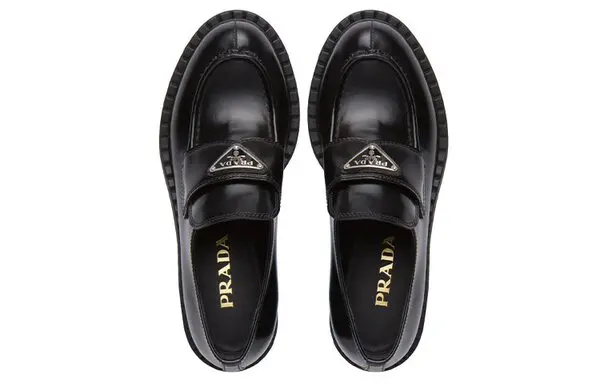 Prada Brushed Leather Loafers - Black
