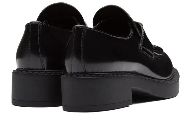 Prada Brushed Leather Loafers - Black