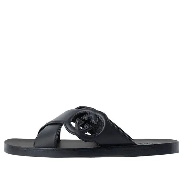 Gucci Interlocking G Slide Sandals - Black