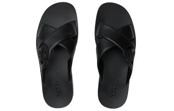 Gucci Interlocking G Slide Sandals - Black