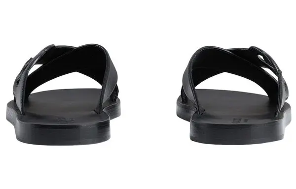 Gucci Interlocking G Slide Sandals - Black