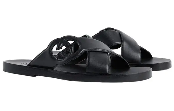 Gucci Interlocking G Slide Sandals - Black