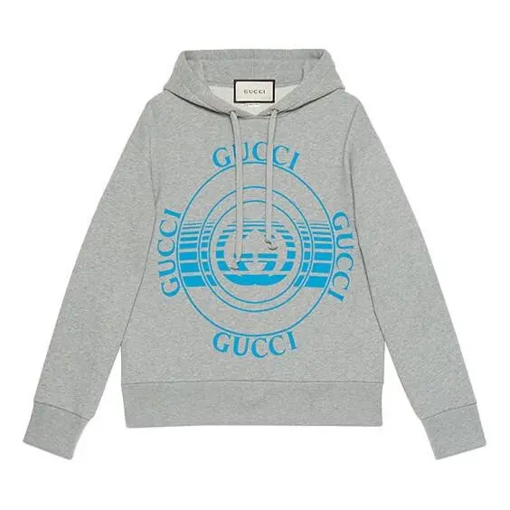 Gucci Oversize Hoodie With Record Print - Grey