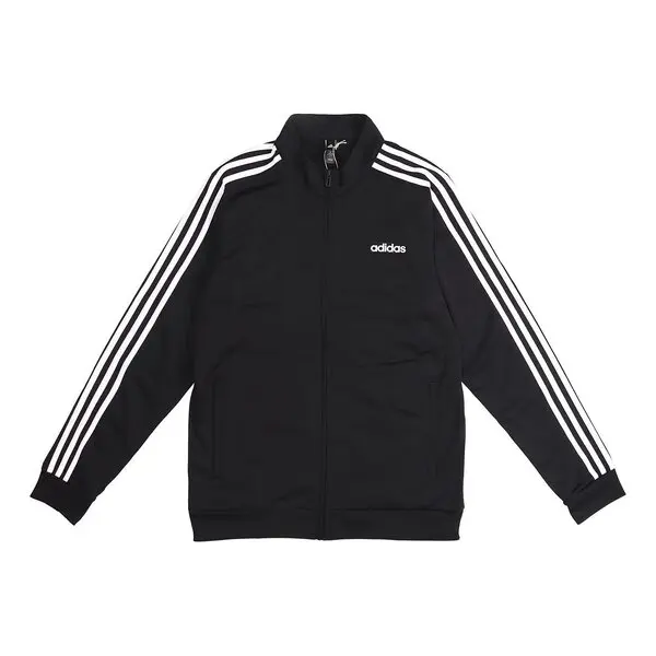 Adidas Knit Stand Collar Logo Track Jacket - Black