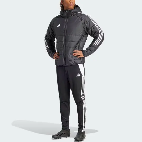 Adidas Puffer Jacket With Hood And Stripes