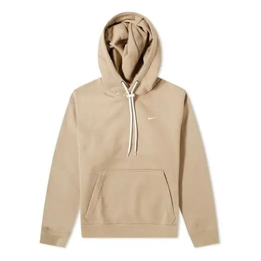 Nike Casual Sports Drawstring Fleece Lined Long Sleeve Hoodie - Khaki