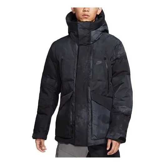 Nike Storm-fit City Series Protection Against Cold Stay Warm Multiple Pockets Hooded Down Jacket - Black