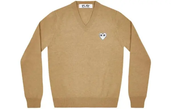 Play Comme Des Garcon V-neck Pullover With White Emblem