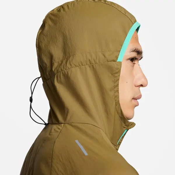 Nike Trail Aireez Lightweight Hooded Running Jacket - Olive/green