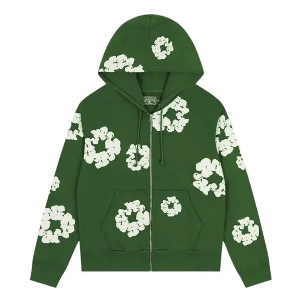 DENIM TEARS Cotton Wreath Zip Hoodie - Green