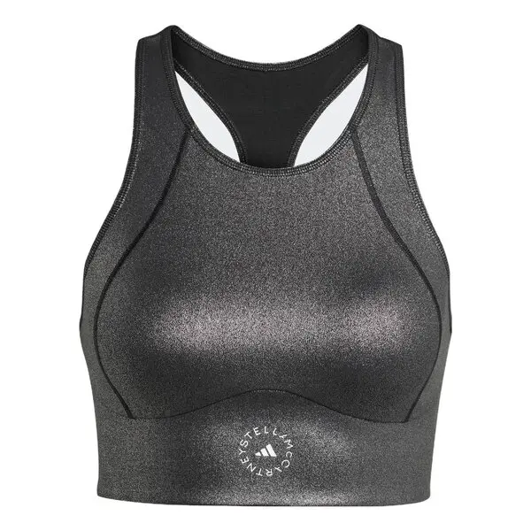 Adidas By Stella Mccartney Shiny Training Crop Top - Black