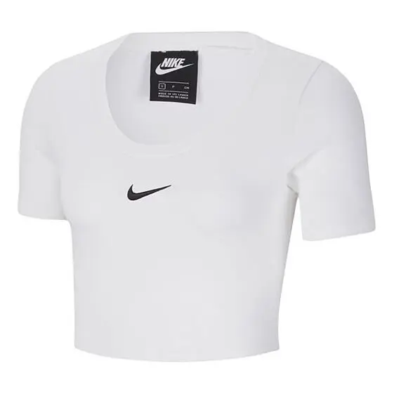 Nike Essential Cropped Short Sleeve Top - White