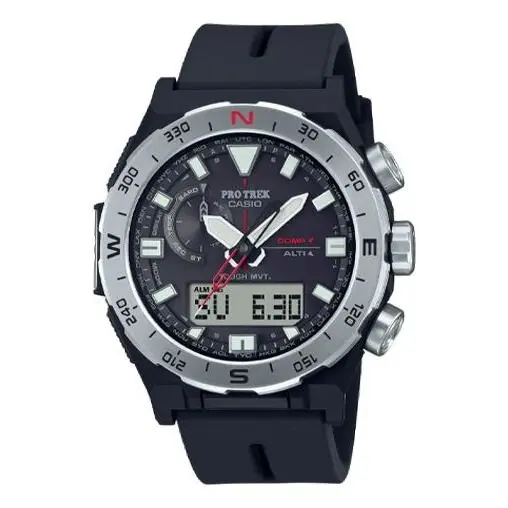 Casio Pro Trek Analog-digital Watch With Stainless Steel Bezel - Black