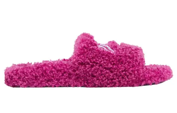 Balenciaga Cities Paris Furry Slides - Pink