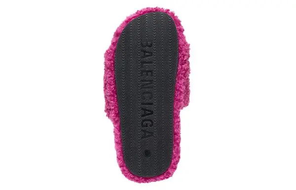 Balenciaga Cities Paris Furry Slides - Pink
