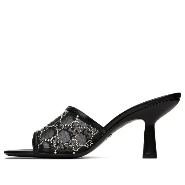 Gucci Gg Mid-heel Slide Sandal - Black