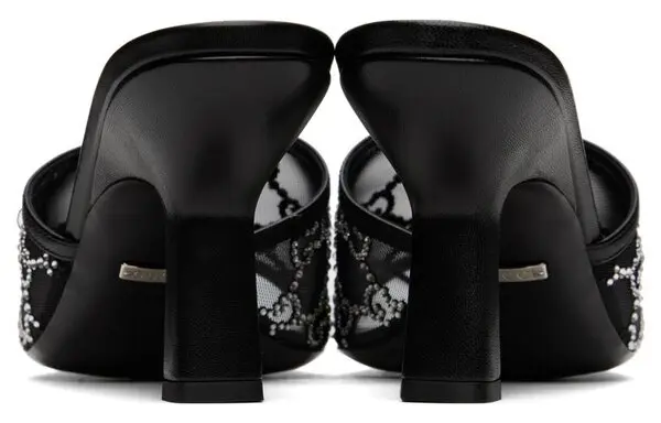Gucci Gg Mid-heel Slide Sandal - Black