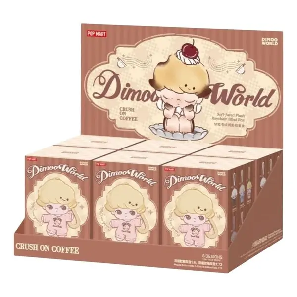 POP MART Dimoo Crush On Coffee Plush Keychain Sealed Case - Multi-color