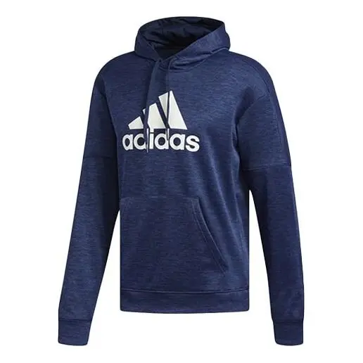 Adidas Pullover Hoodie With Large Logo - Dark Blue