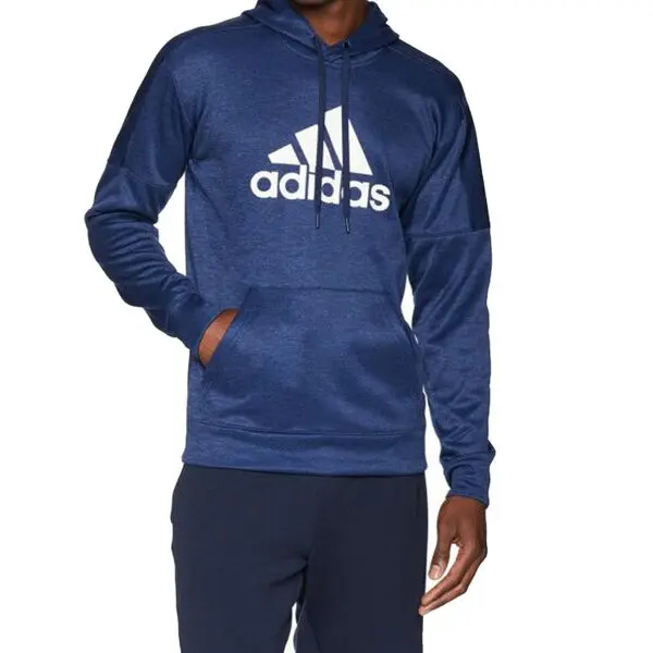 Adidas Pullover Hoodie With Large Logo - Dark Blue