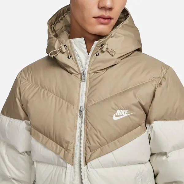 Nike Storm-fit Hooded Puffer Jacket - Khaki/white