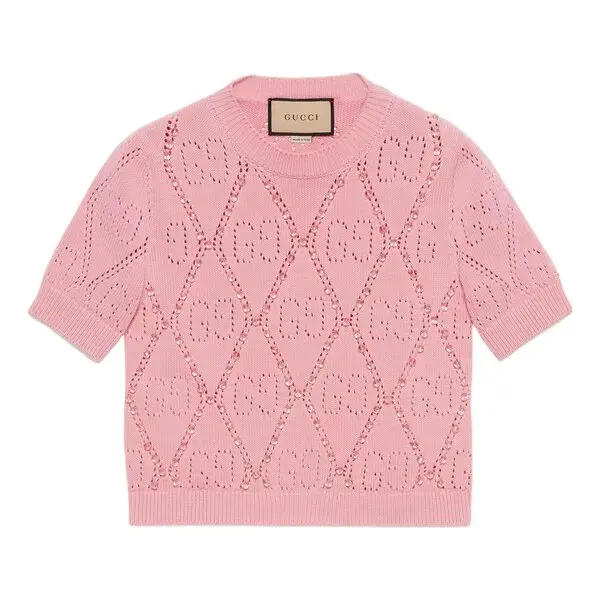 Gucci Gg Cotton Beaded Shirt - Pink