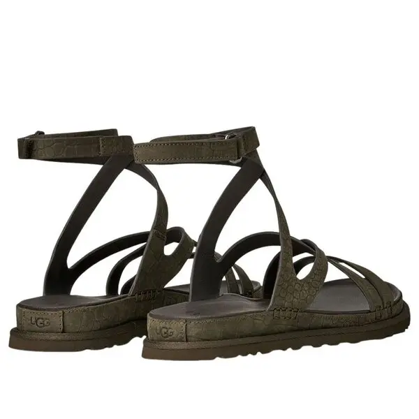 UGG Goldengaze Embossed Ankle Wrap Sandals - Dense Smoke