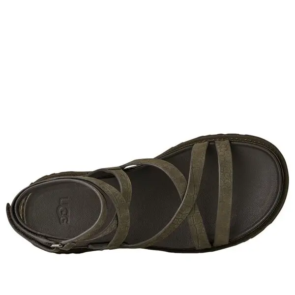 UGG Goldengaze Embossed Ankle Wrap Sandals - Dense Smoke