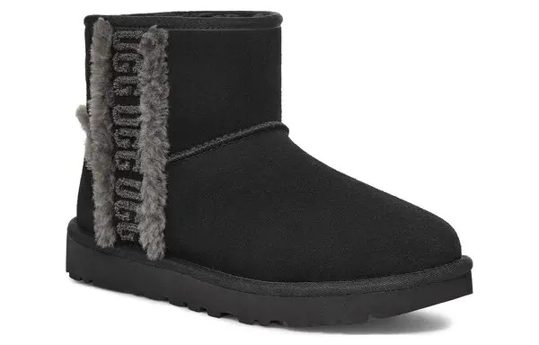 UGG Classic Mini Shearling Logo Boots - Black