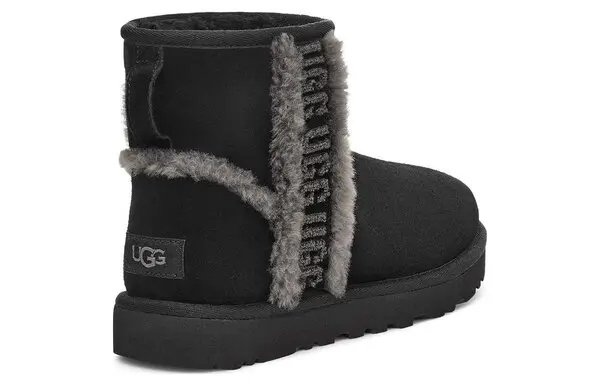 UGG Classic Mini Shearling Logo Boots - Black