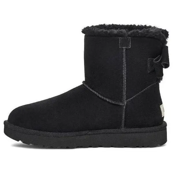 UGG Mini Bailey Suede Bow Boots - Black