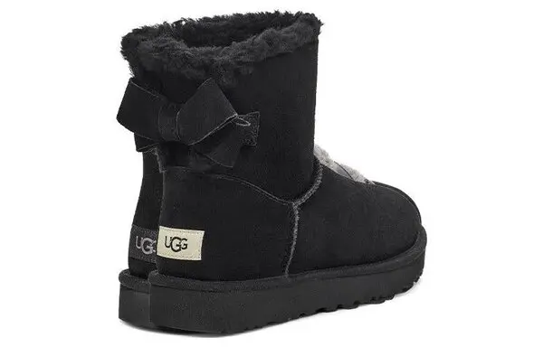 UGG Mini Bailey Suede Bow Boots - Black
