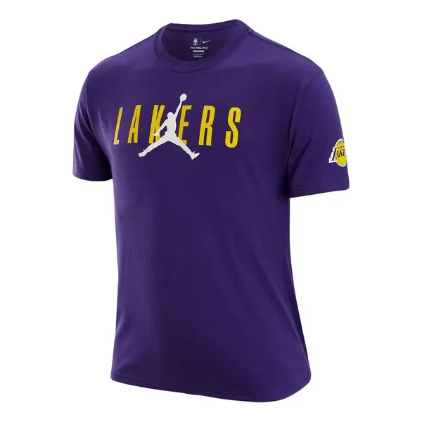 JORDAN Los Angeles Lakers Alphabet Printing Round Neck Short Sleeve Purple - Default Color