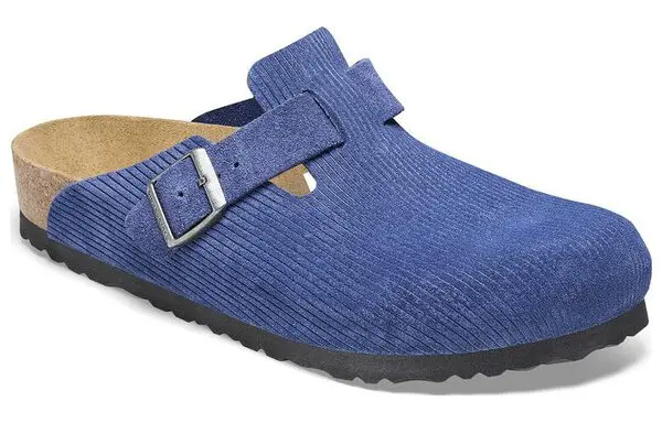 BIRKENSTOCK Boston Suede Embossed Clogs - Blue