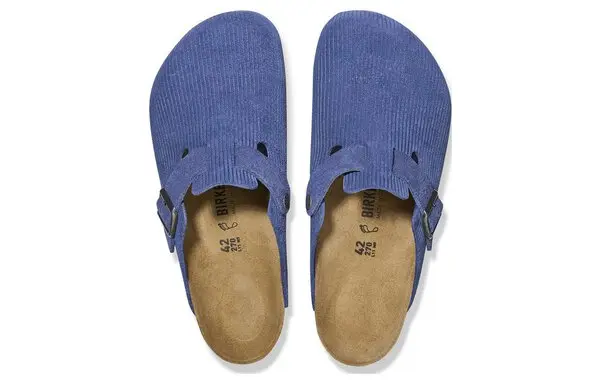 BIRKENSTOCK Boston Suede Embossed Clogs - Blue
