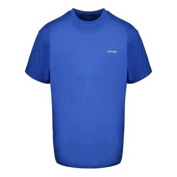 Balenciaga Small Logo Cotton T-shirt - Blue