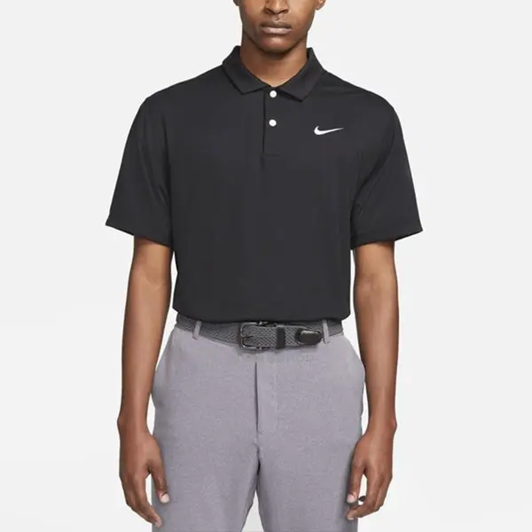 Nike Casual Solid Color Breathable Short Sleeve Polo Shirt Black