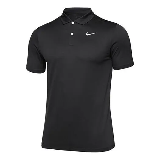 Nike Casual Solid Color Breathable Short Sleeve Polo Shirt Black - Multi-color