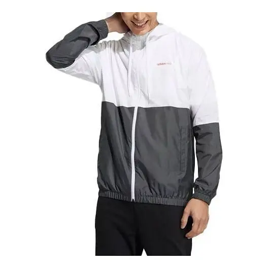 Adidas Neo Color Block Logo Windbreaker - Whitegray