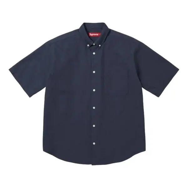 Supreme Ss26 Loose Fit Oxford S/s Shirt - Navy