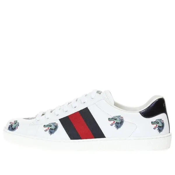 Gucci Ace Leather Wolf Sneakers - White/red/dark Blue