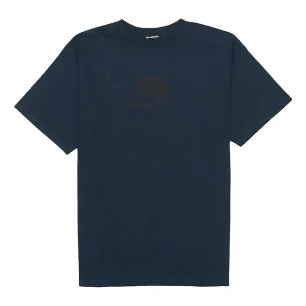 Balenciaga Oversized Washed Interlocked Bb T-shirt 'navy Black - Navy/black