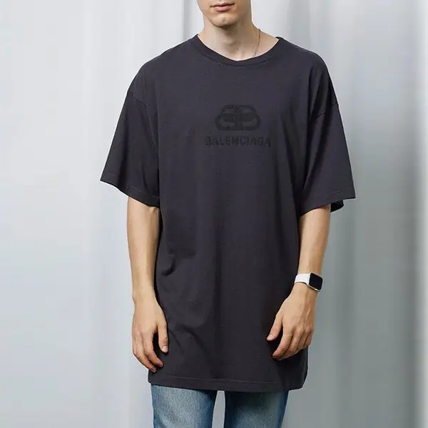 Balenciaga Oversized Washed Interlocked Bb T-shirt 'navy Black - Navy/black